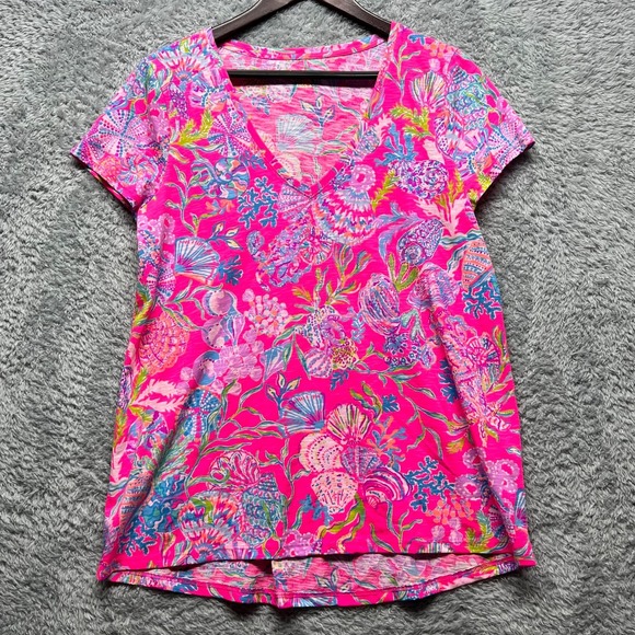 Lilly Pulitzer | Tops | Lilly Pulitzer Top Women Medium Pink Seashells ...